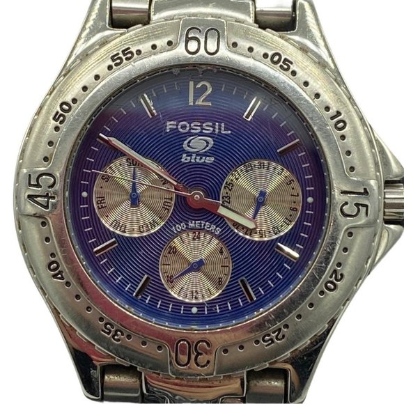 Fossil | Accessories | Fossil Blue Stainless Wristwatch | Poshmark